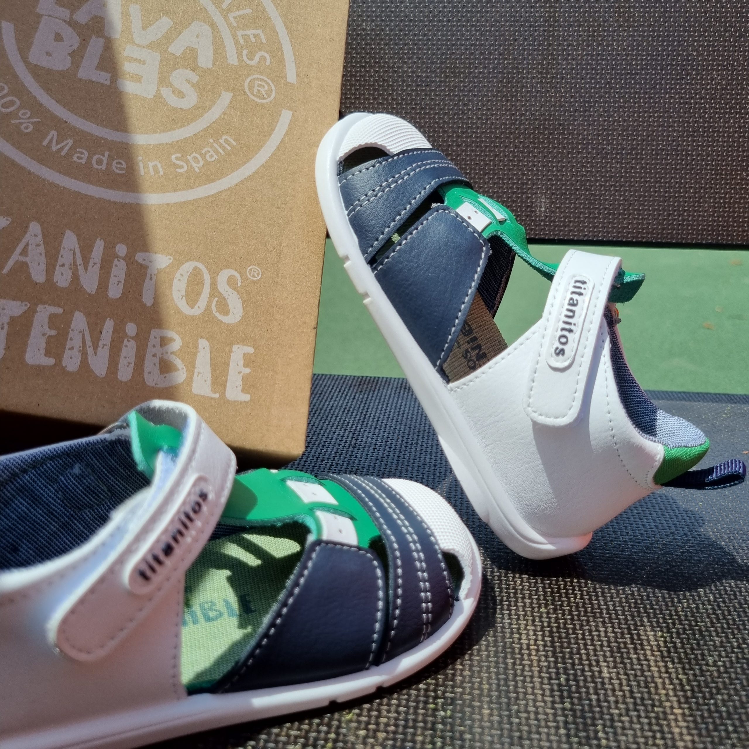 Sandalia RESPETUOSO bebé LAVABLE combi blanco/marino - TITANITOS - Uhane