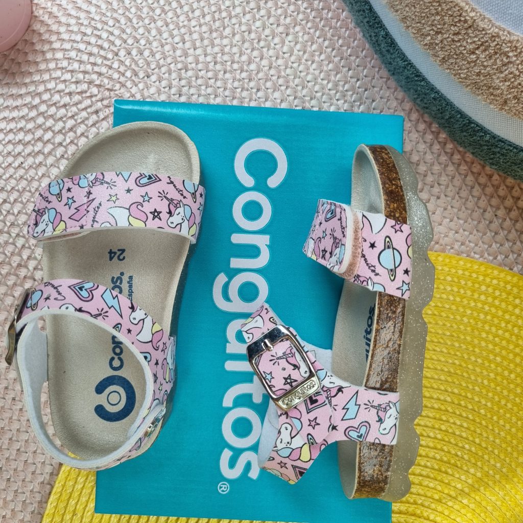 Sandalia bio rosa "UNICORNIOS" - CONGUITOS - Uhane